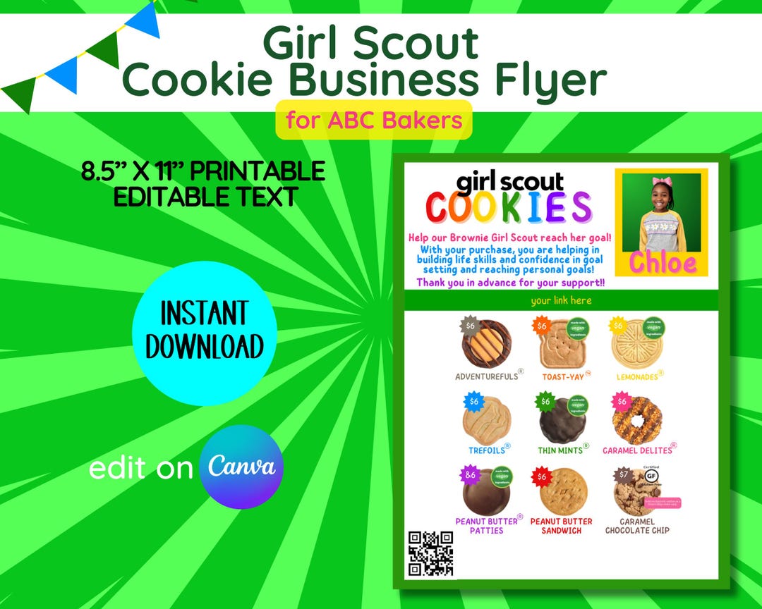 Editable INSTANT Download ABC Bakers Girl Scout Cookie Business Flyer ...