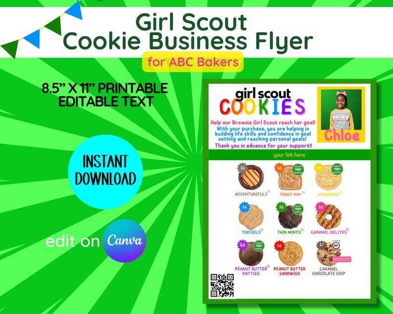 Editable INSTANT Download ABC Bakers Girl Scout Cookie Business Flyer ...