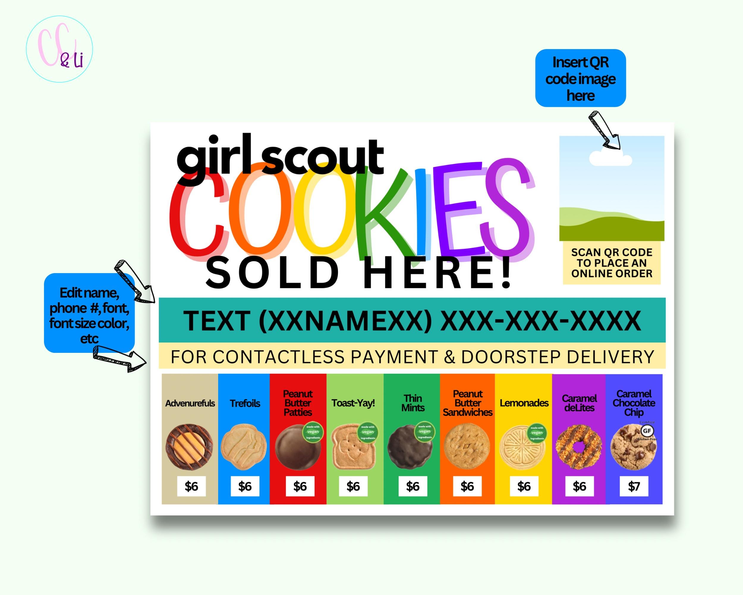 Instant Download Girl Template Scout Cookie PRINTABLE Yard Sign QR Code ...