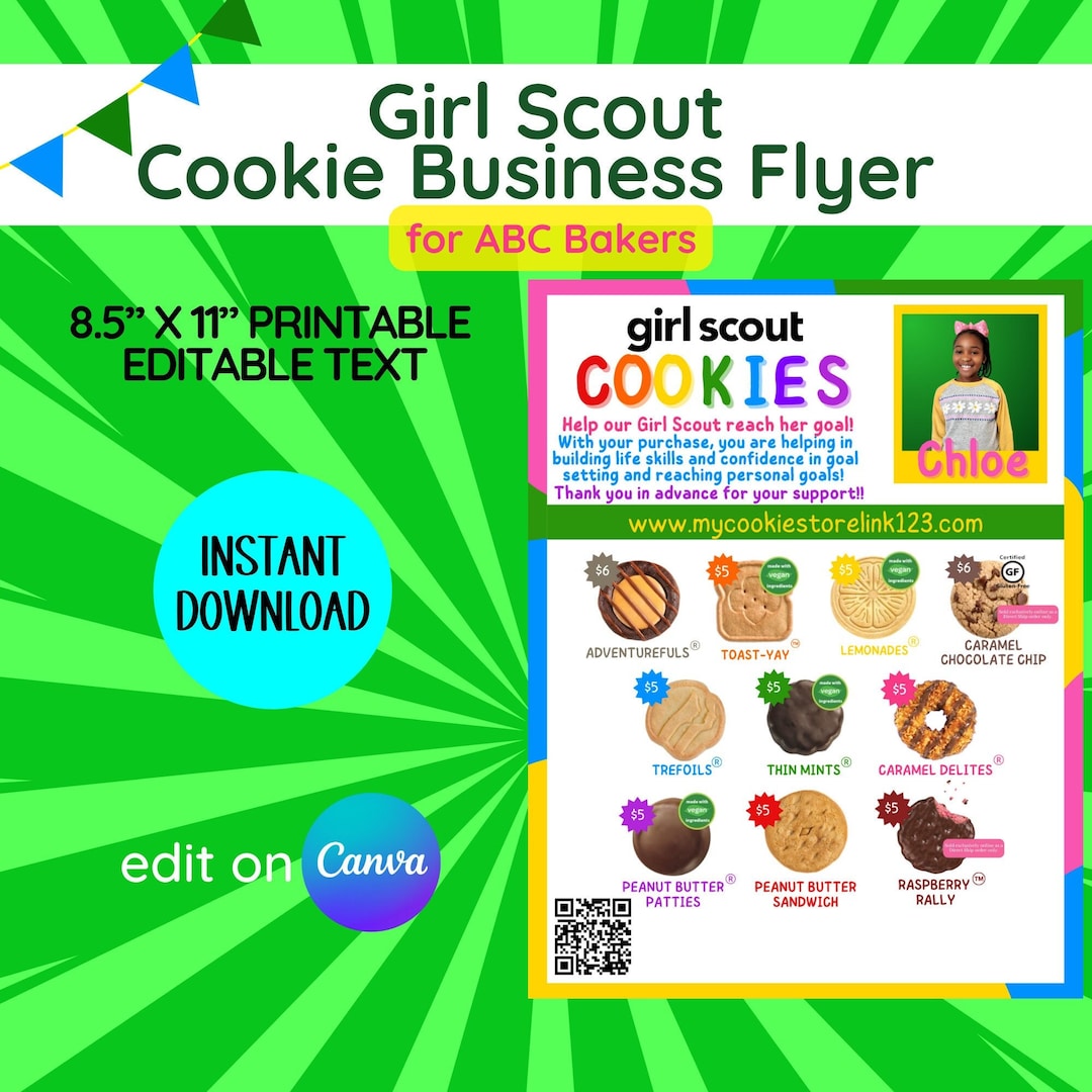 INSTANT Download ABC Bakers Girl Scout Cookie Business Flyer Editable ...