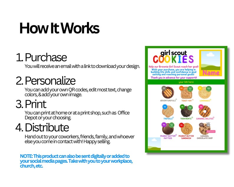 Editable INSTANT Download ABC Bakers Girl Scout Cookie Business Flyer ...