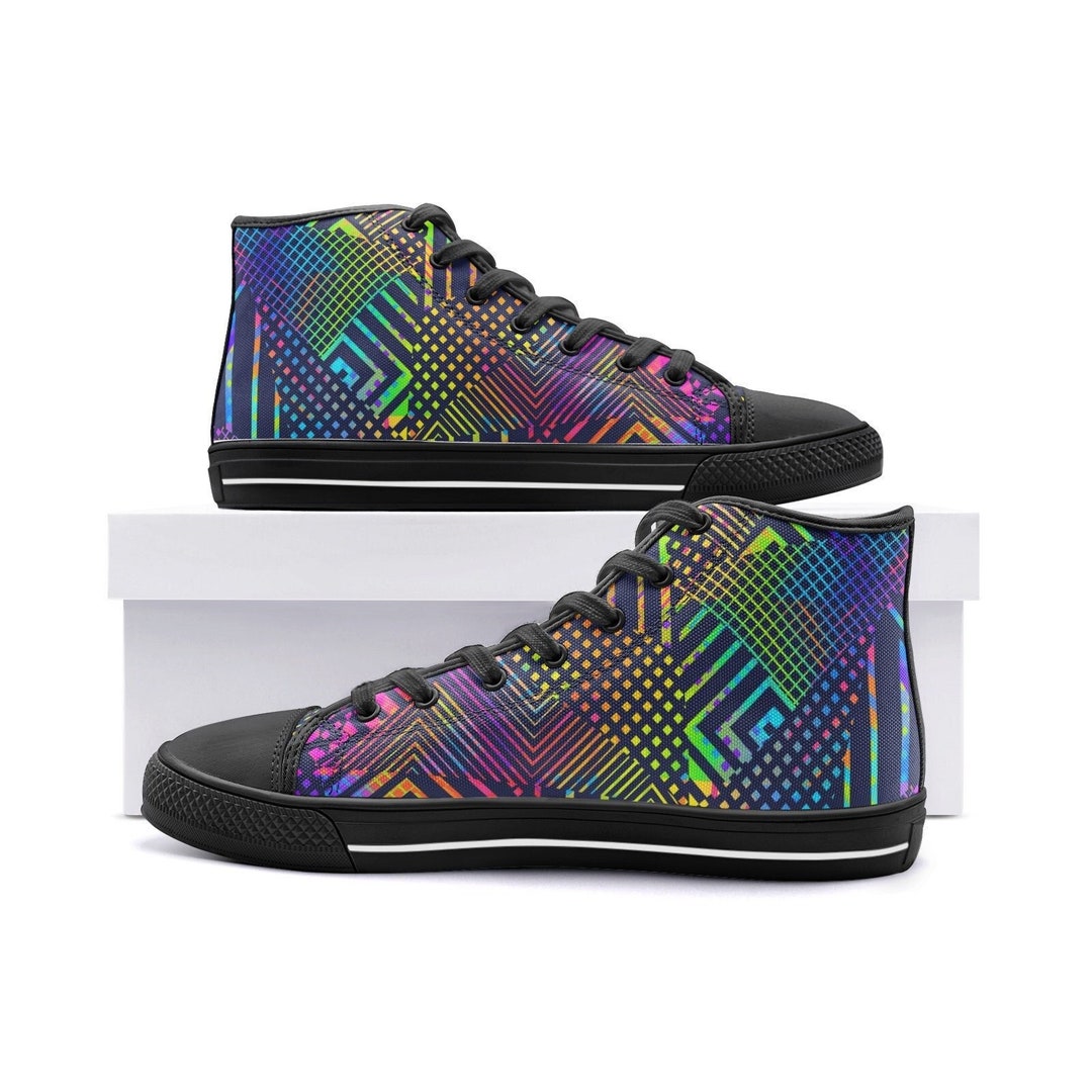 Neon High Top Canvas Shoes - Unisex High Top Trainers for Casual ...