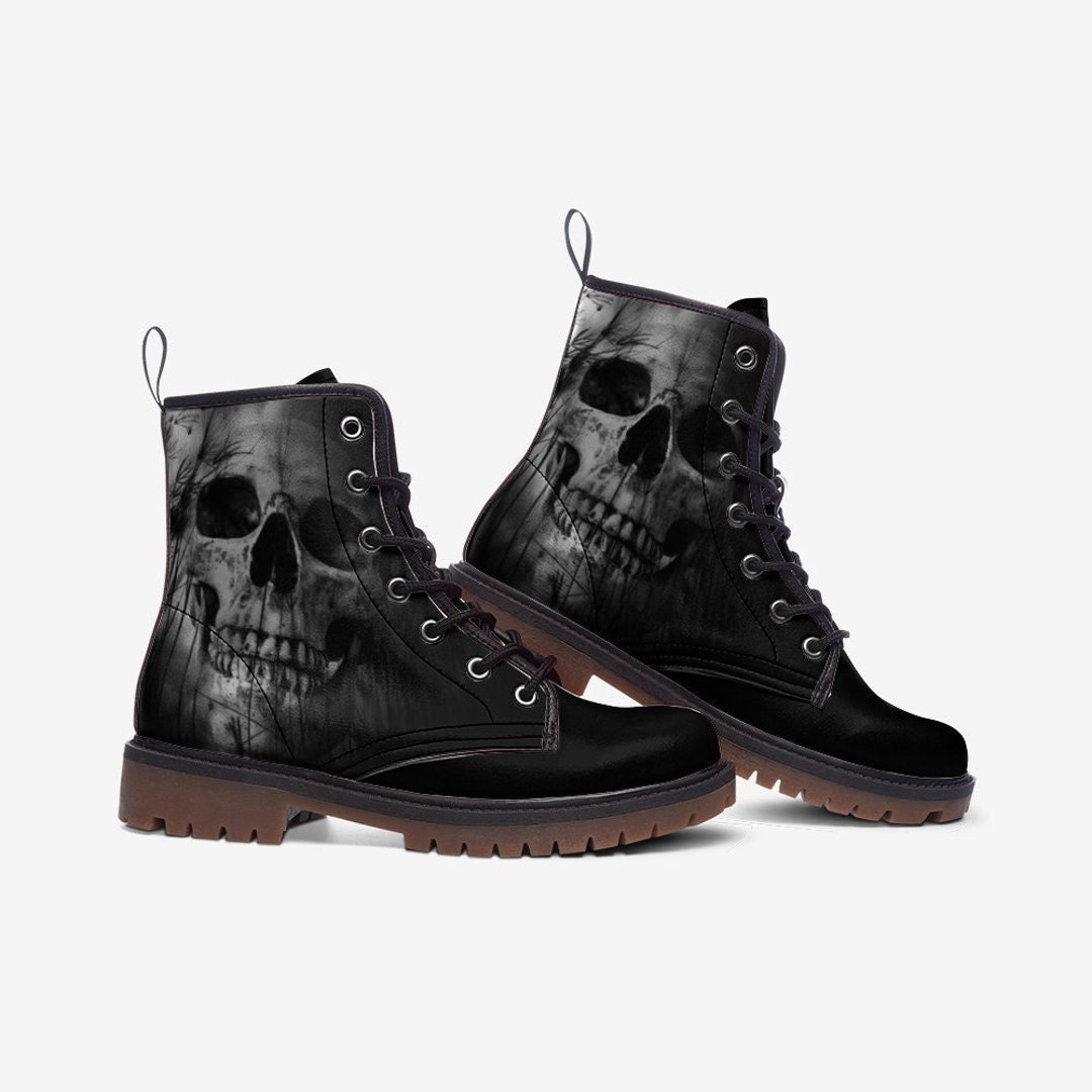 Skull Leather Lightweight Boots for Men & Women - Boots Casual Wear ...