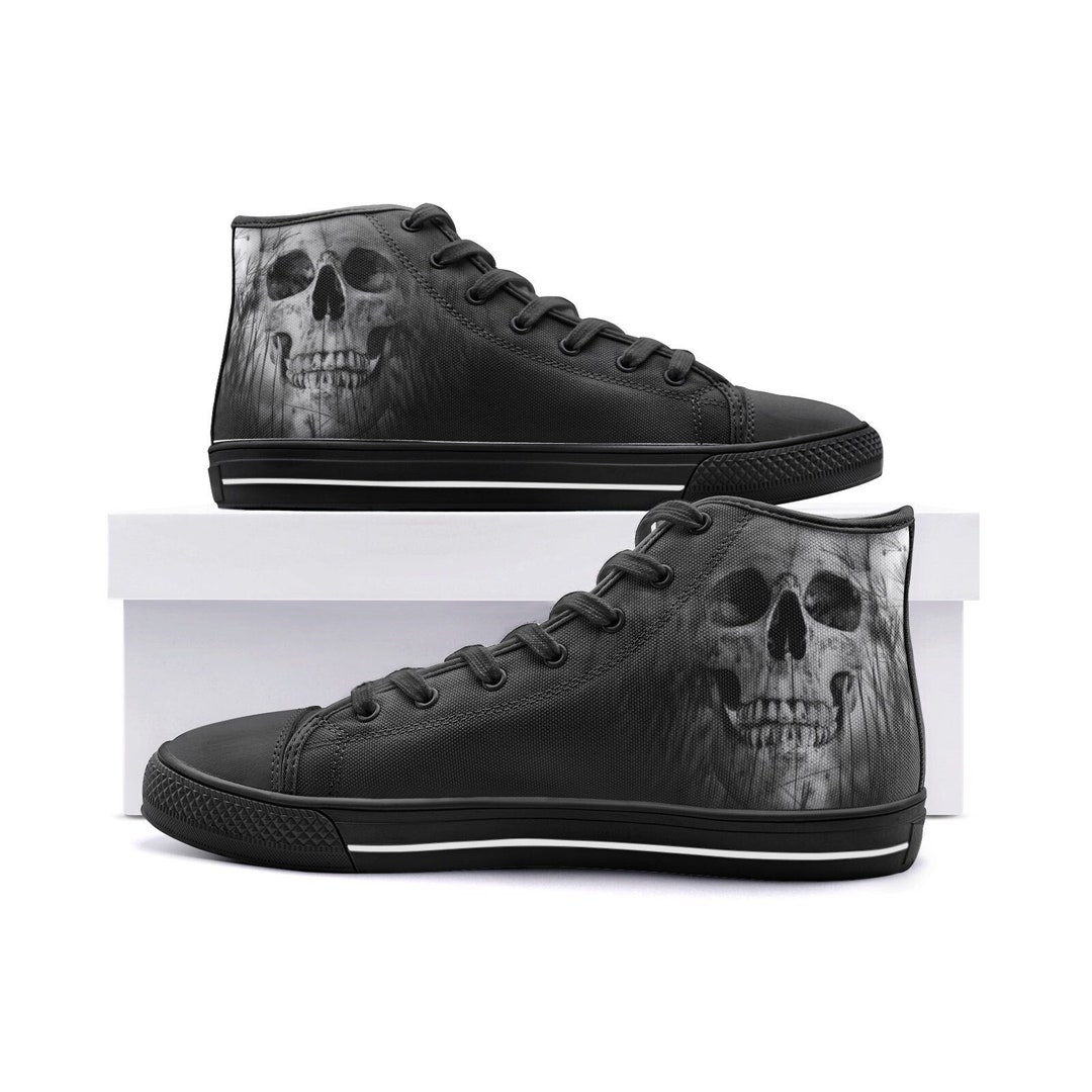 Skull High Top Sneakers: Gothic Canvas Shoes - Etsy