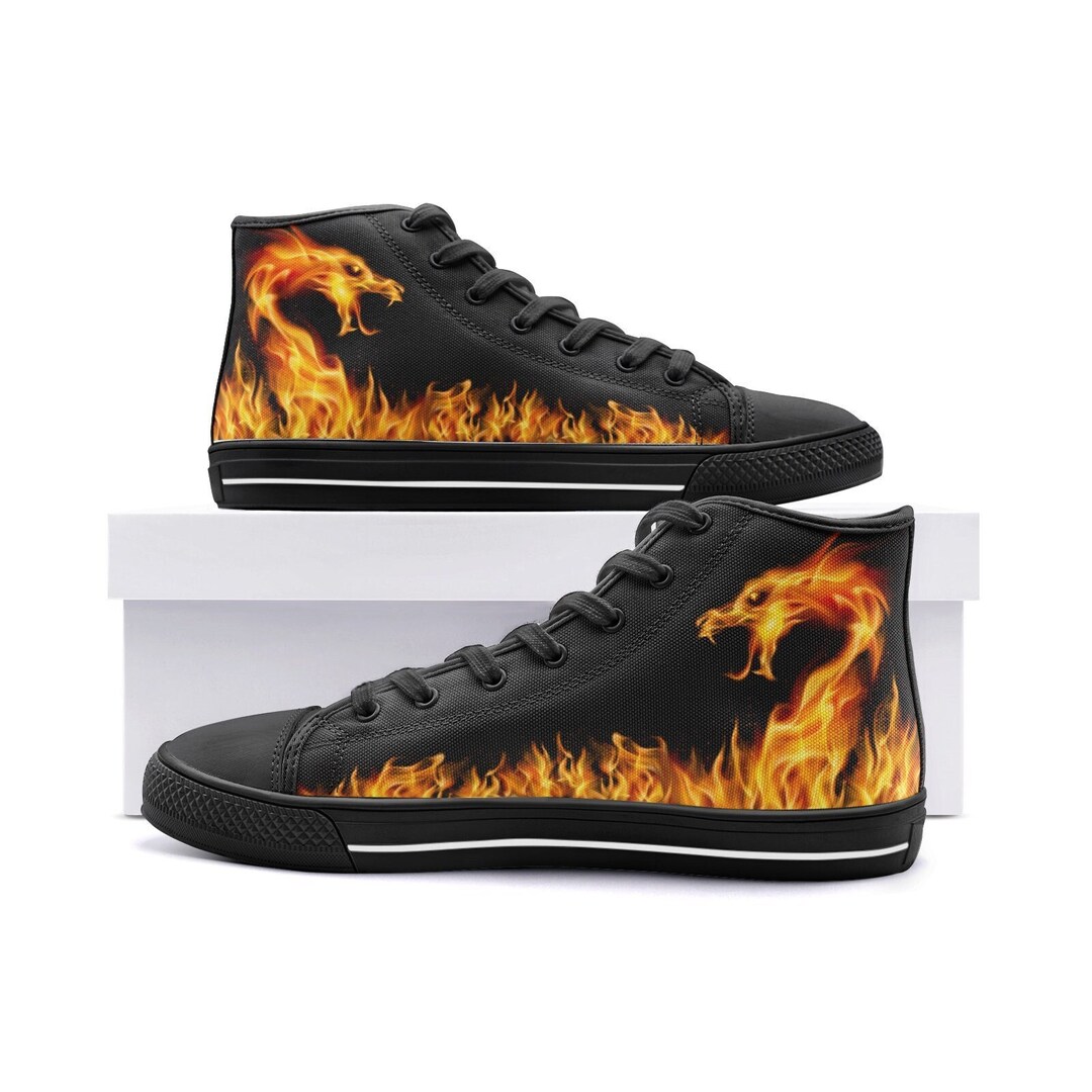 Flaming Dragon High Top Canvas Trainers: Handmade Unisex Shoes - Etsy