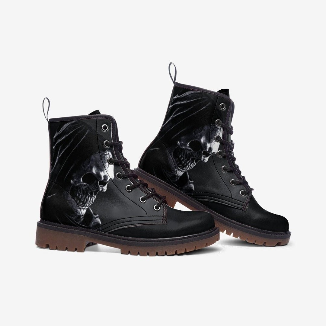 Grim Reaper Leather Boots - Men & Women Boots With Skull, Casual Wear ...
