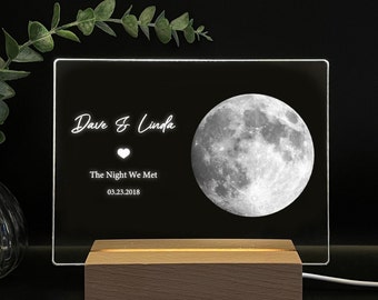 Personalized Moon Phase Crystal Lamp, Custom Moon Phase by Date Night ...