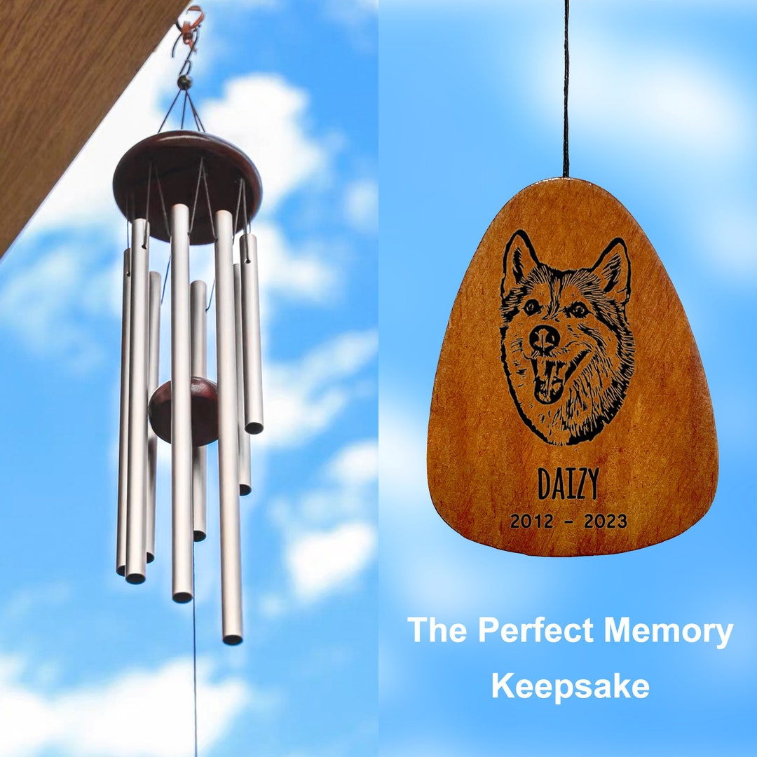 Personalized Pet Memorial Wind Chime: Engraved Photo Keepsake - Etsy