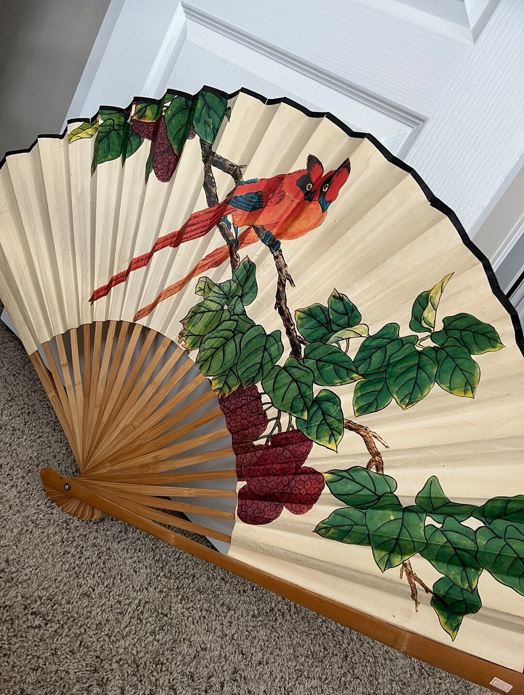 Huge Vintage Chinese Bird Fan W/ Original Box - Etsy