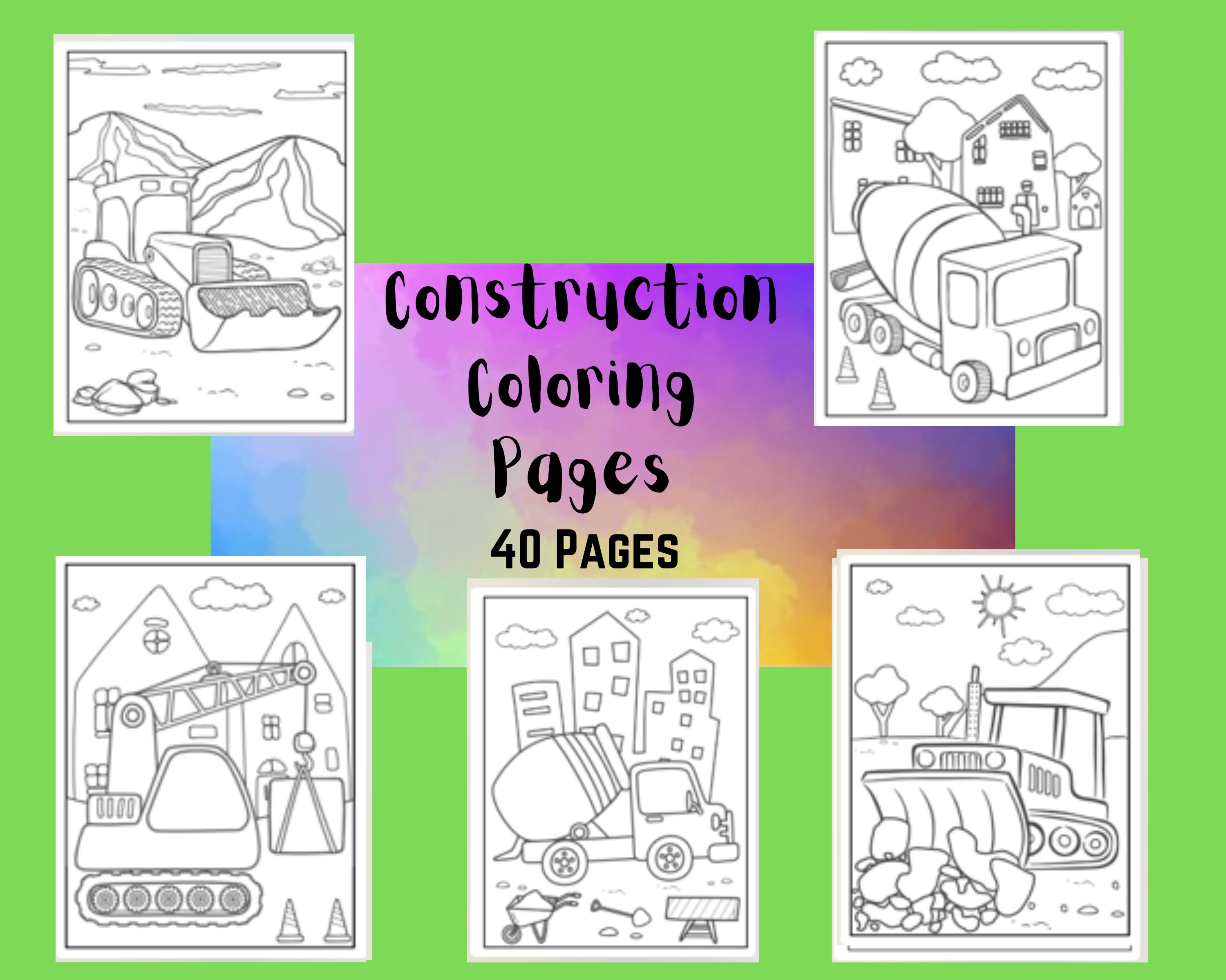 Construction Trucks Coloring Pages | 40 | Download & Print | Digital ...