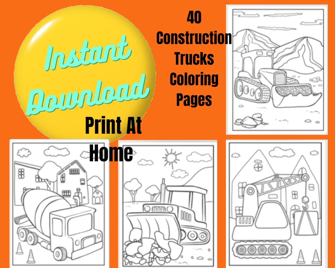 Construction Trucks Coloring Pages | 40 | Download & Print | Digital ...