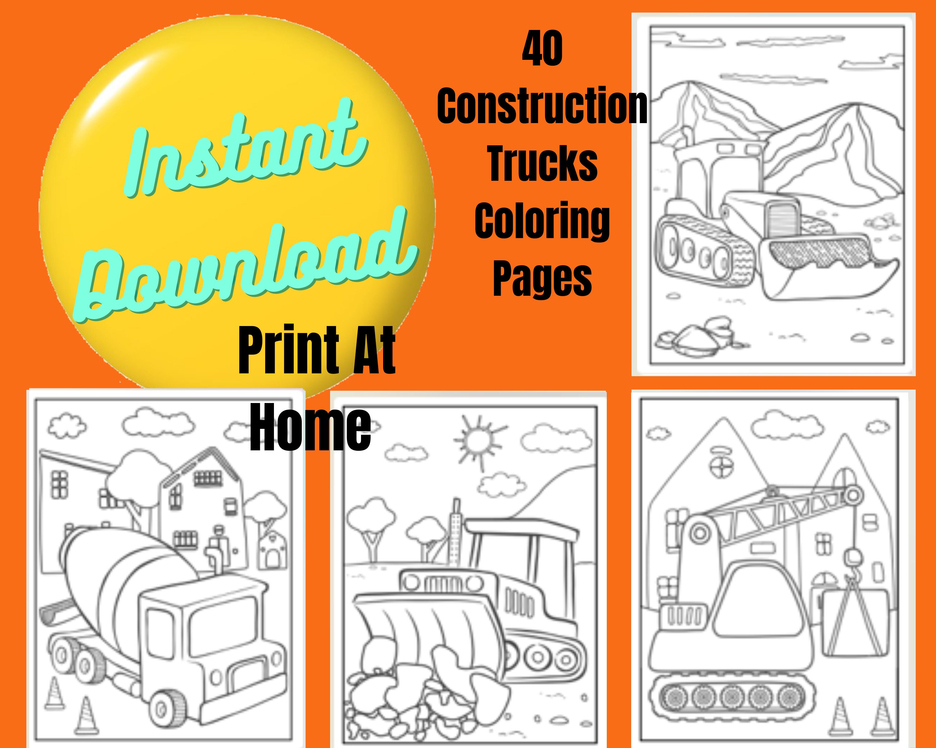 Construction Trucks Coloring Pages | 40 | Download & Print | Digital ...