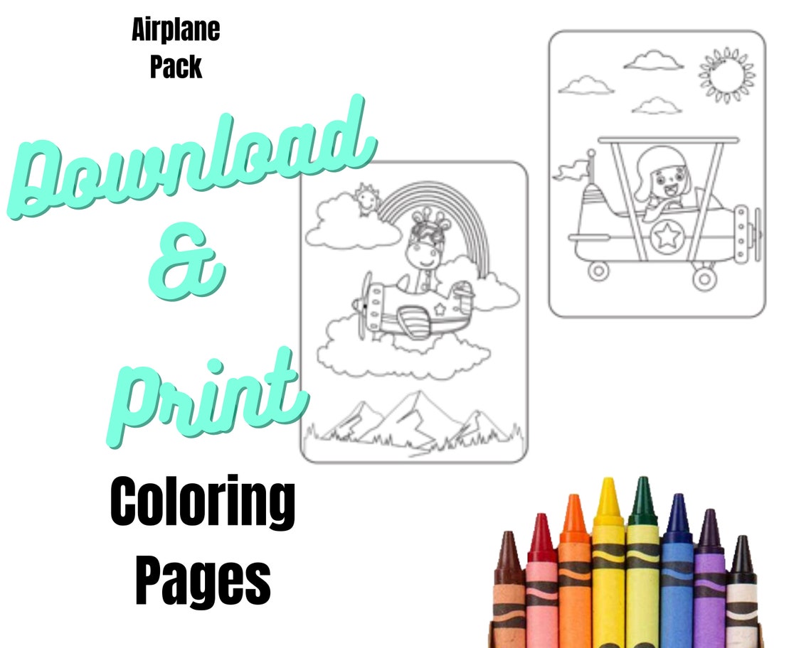 15 Funny Airplane Coloring Pages | Travel Activity (digital Download ...