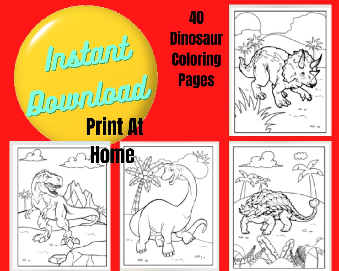 Dinosaur Coloring Pages | 40 | Download & Print | Digital Files ...
