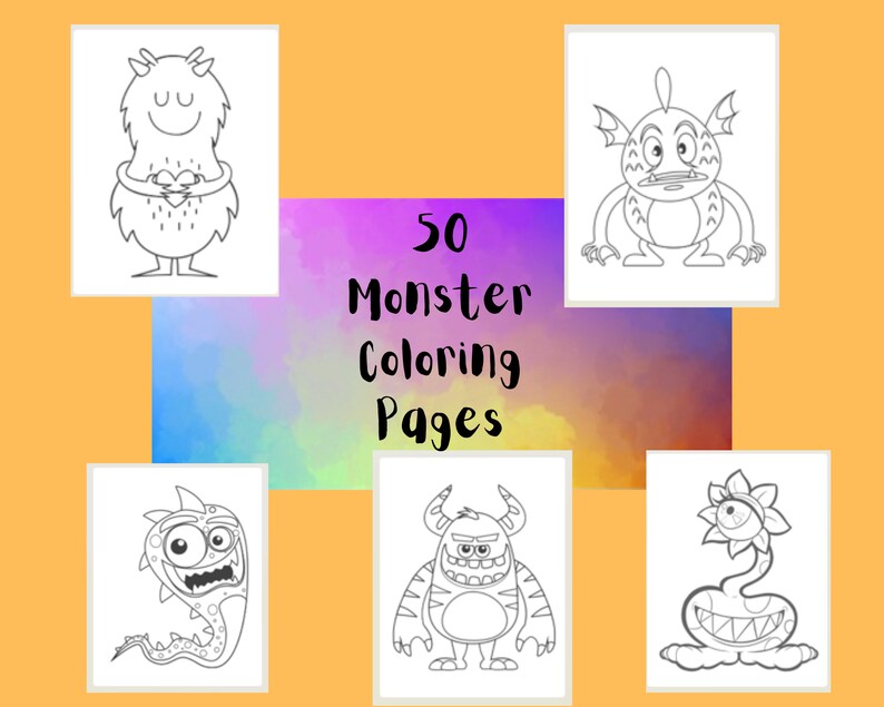 50 Happy Monster Coloring Pages | Download & Print | Digital Files ...
