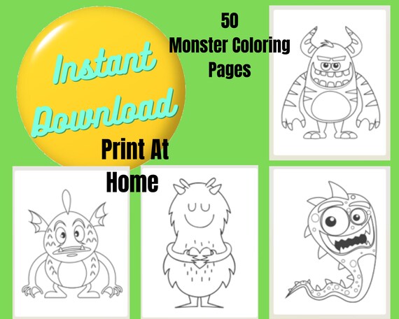 50 Happy Monster Coloring Pages Download & Print Digital - Etsy