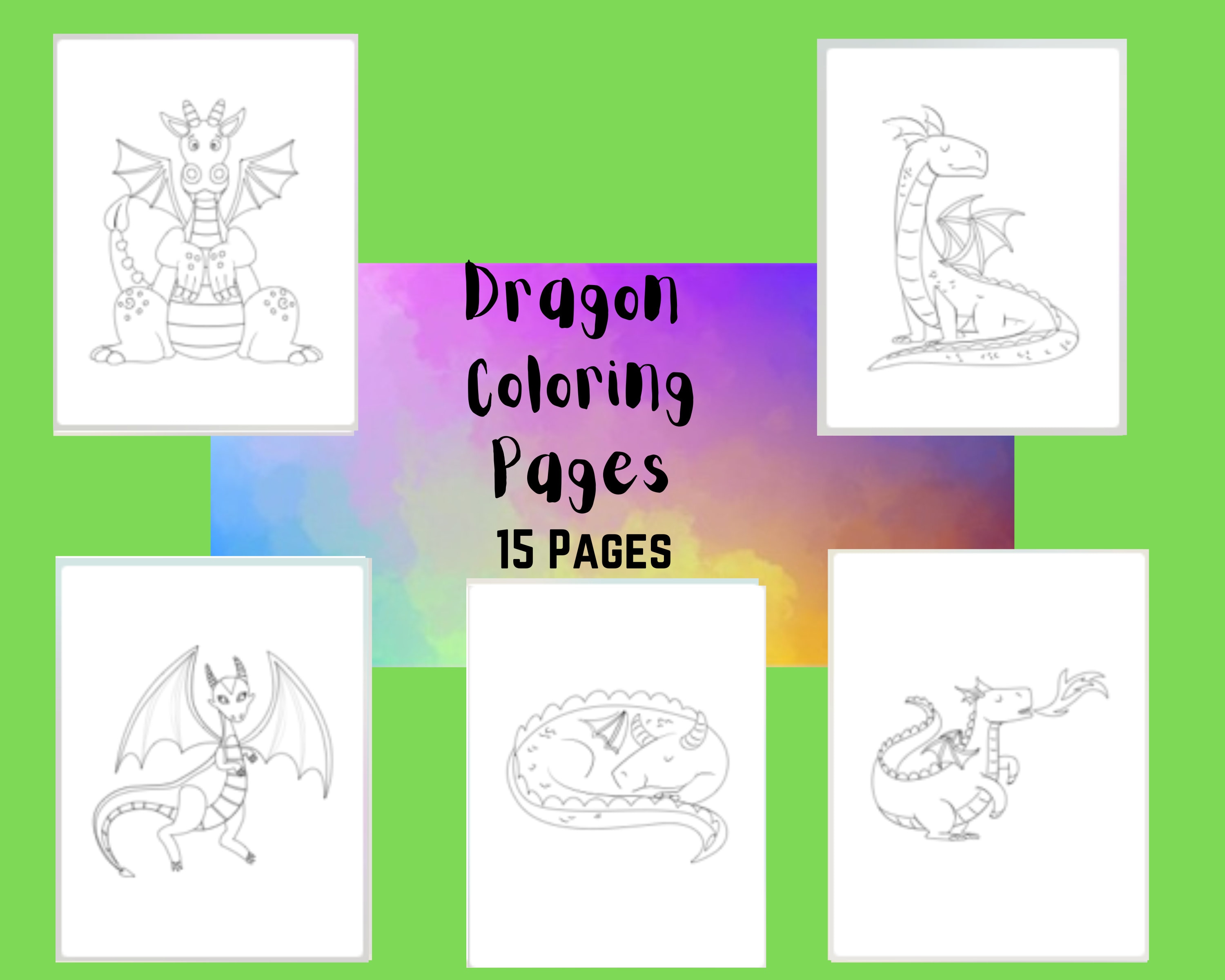 15 Dragon Coloring Pages | Download & Print | Digital Files |preschool ...