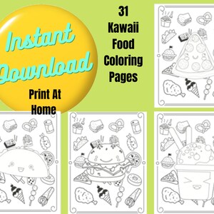 31 Kawaii Food Coloring Pages | Download & Print | Digital Files ...