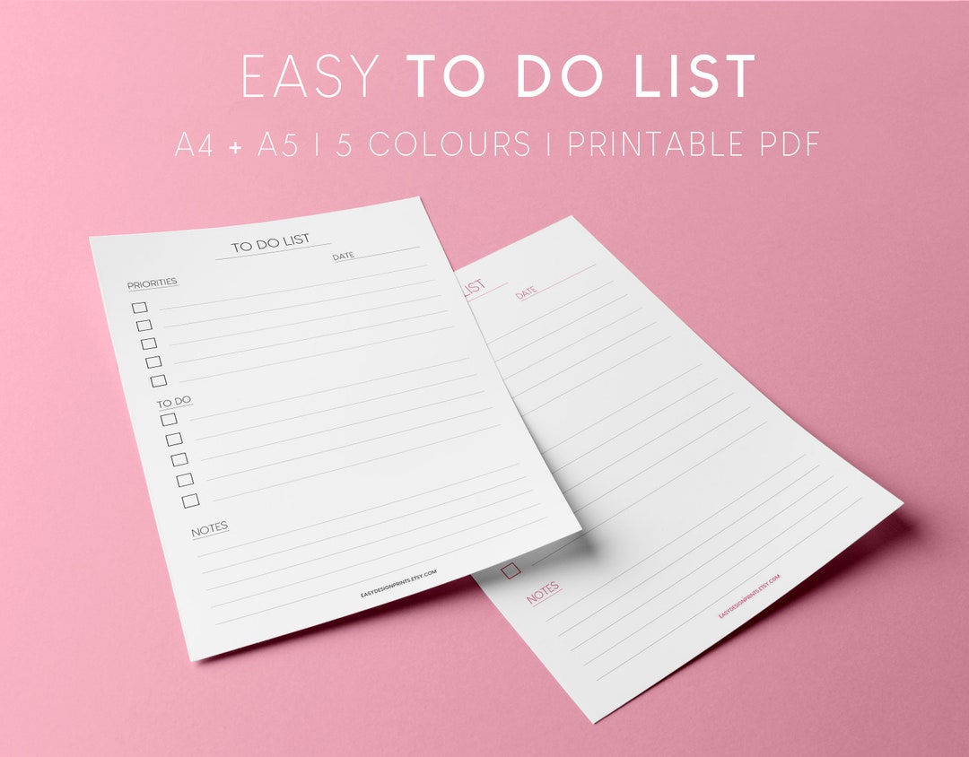 Printable Minimalistic to Do List / PDF / A4 and A5 / Template - Etsy