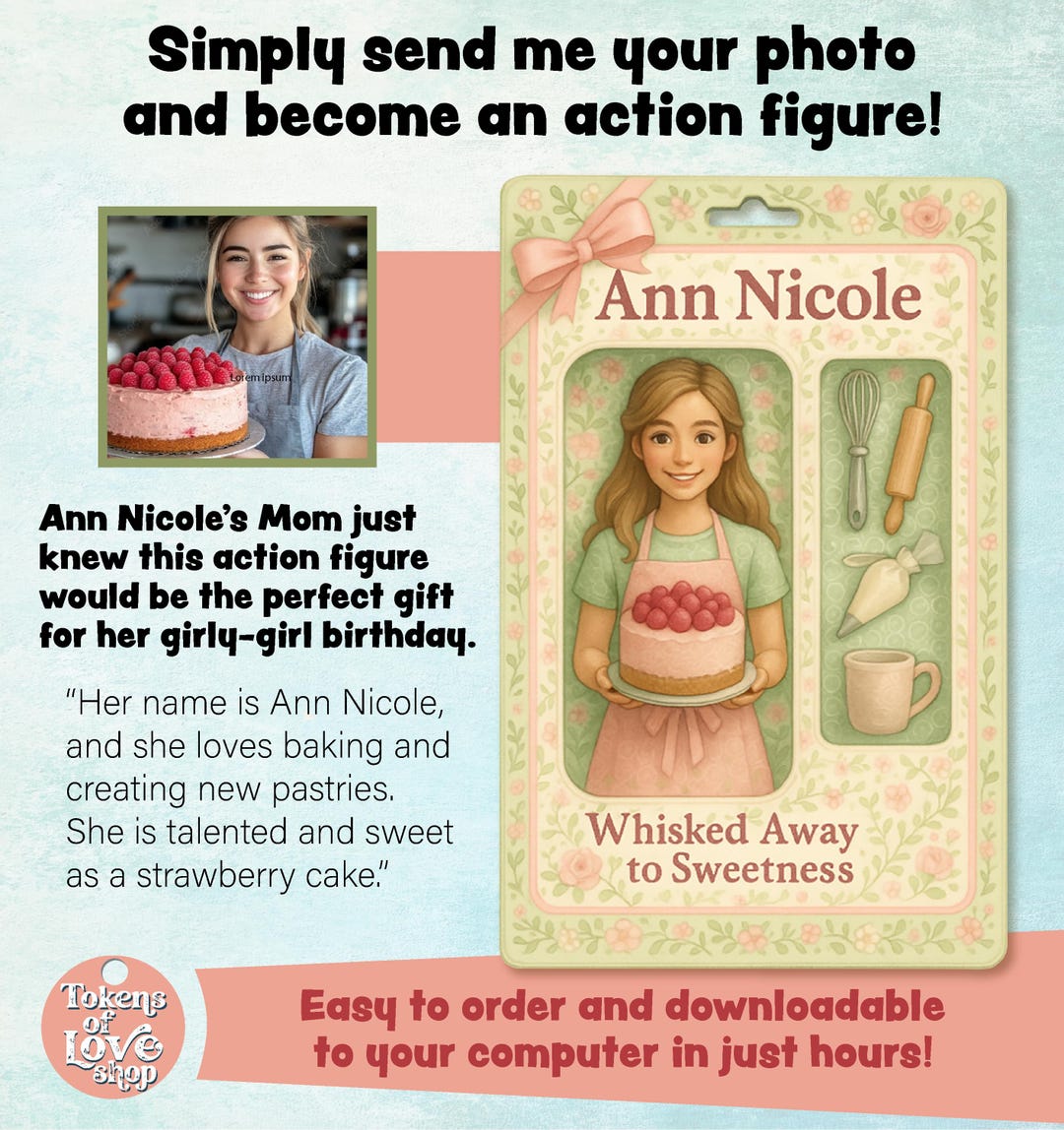 Custom Baker Action Figure Printable, Cottagecore Baking Gift ...