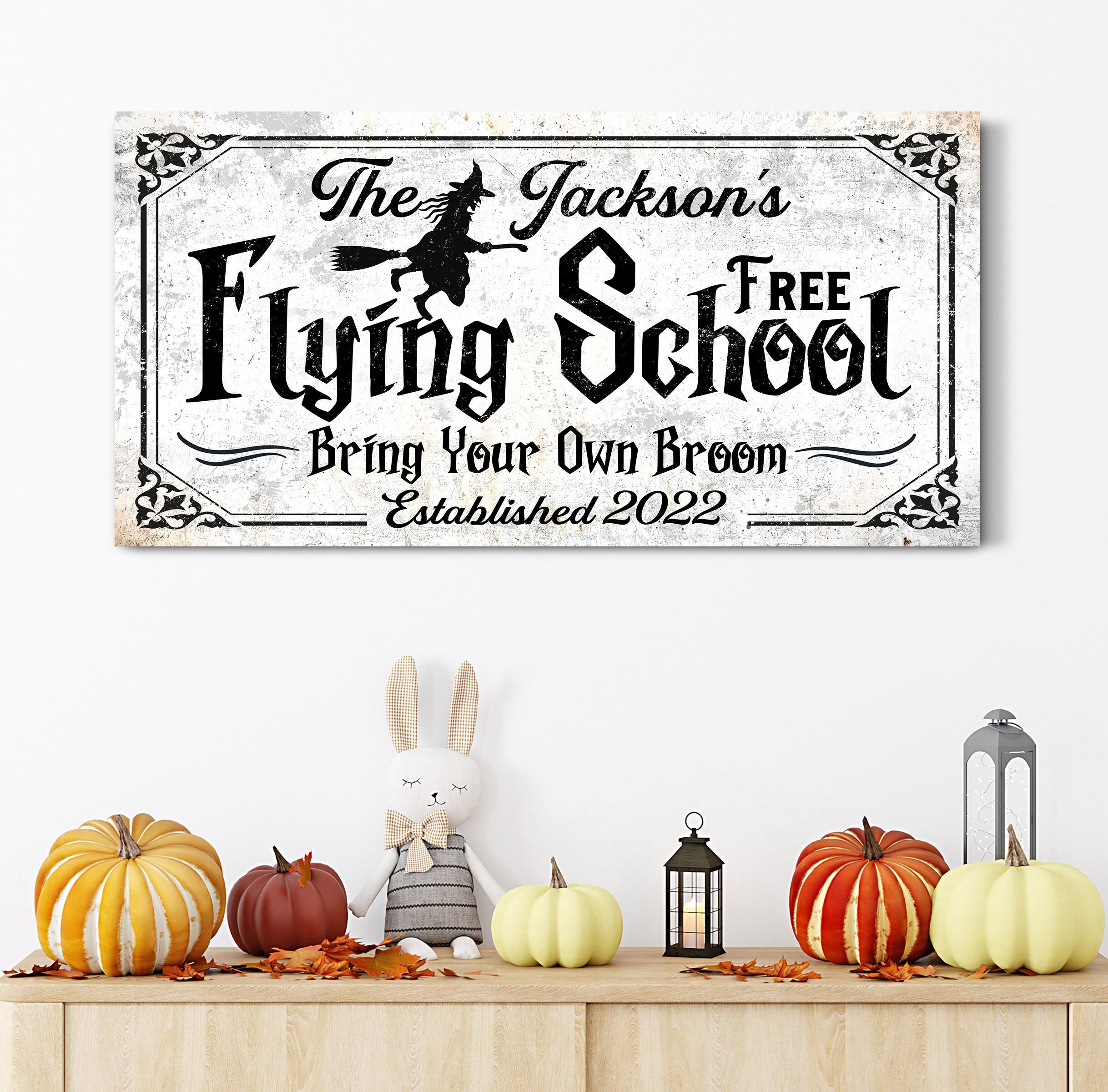 Custom Halloween Wall Decor Free Flying School Sign Witchy - Etsy