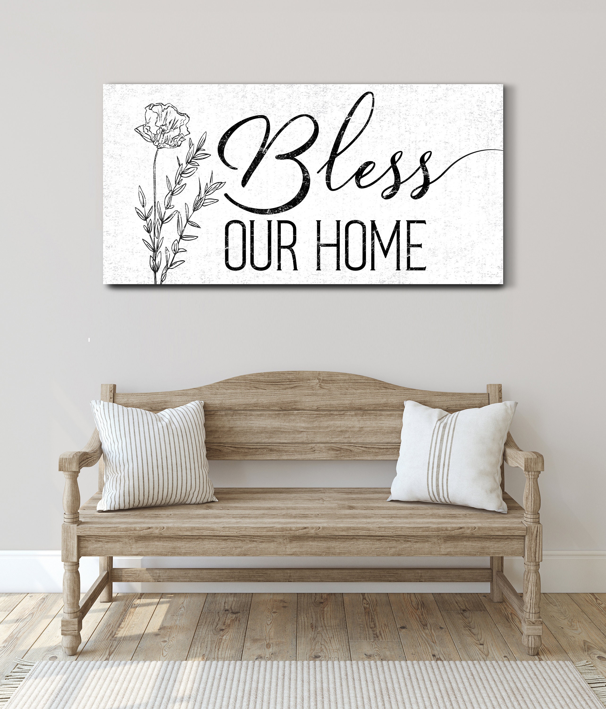 Bless Our Home Sign Entryway Wall Decor Vintage Living Room - Etsy