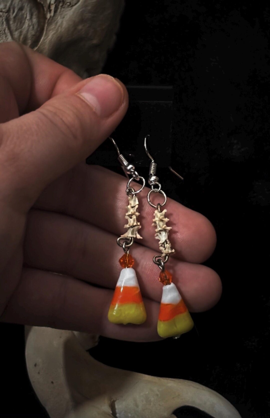 Real Snake Vertebrae Earrings | Bone Jewelry | Oddities | Candy Corn ...