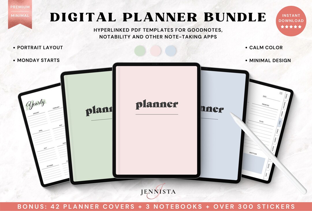Undated Digital Planner, Goodnotes Planners Bundle, Notability Planner ...