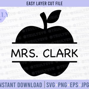 Apple Svg, Apple Monogram, Apple Monogram Svg, Split Monogram, Teacher ...