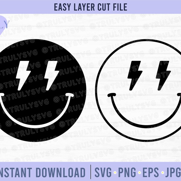 Smiley Face With Lightning Bolt Eyes - Etsy