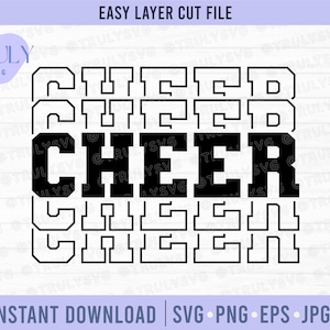 Cheerleader SVG, Cheer SVG, Stacked Cheer SVG, Cheerleader Png, Cheer ...