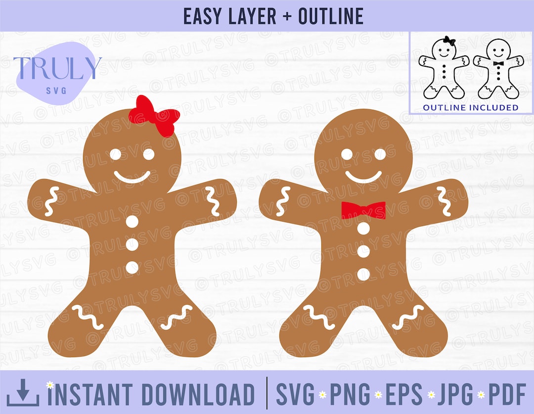 Gingerbread Man SVG, Gingerbread Girl SVG, Gingerbread SVG, Christmas ...