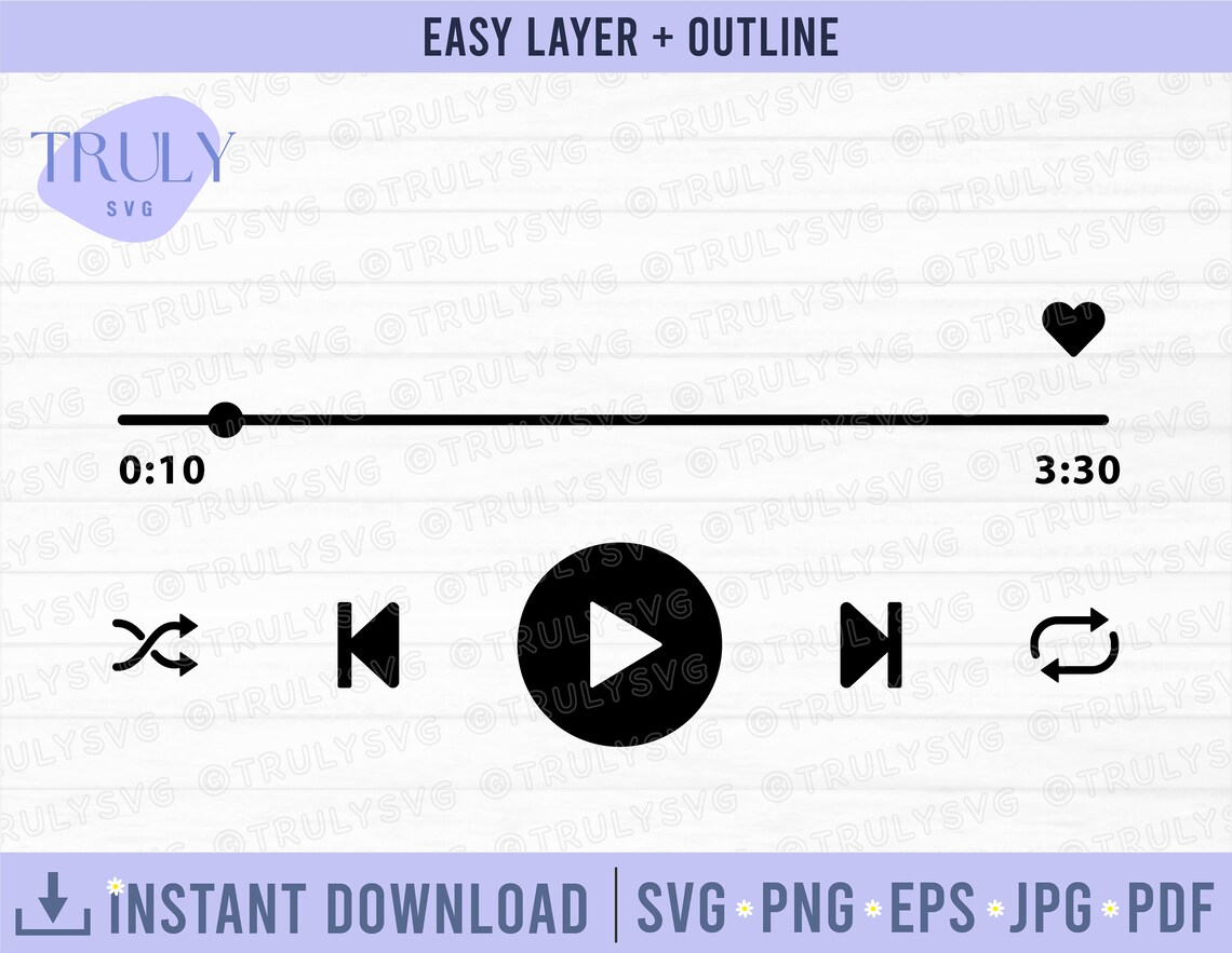 Music Player SVG Audio Control Buttons Svg Acrylic Song | Etsy