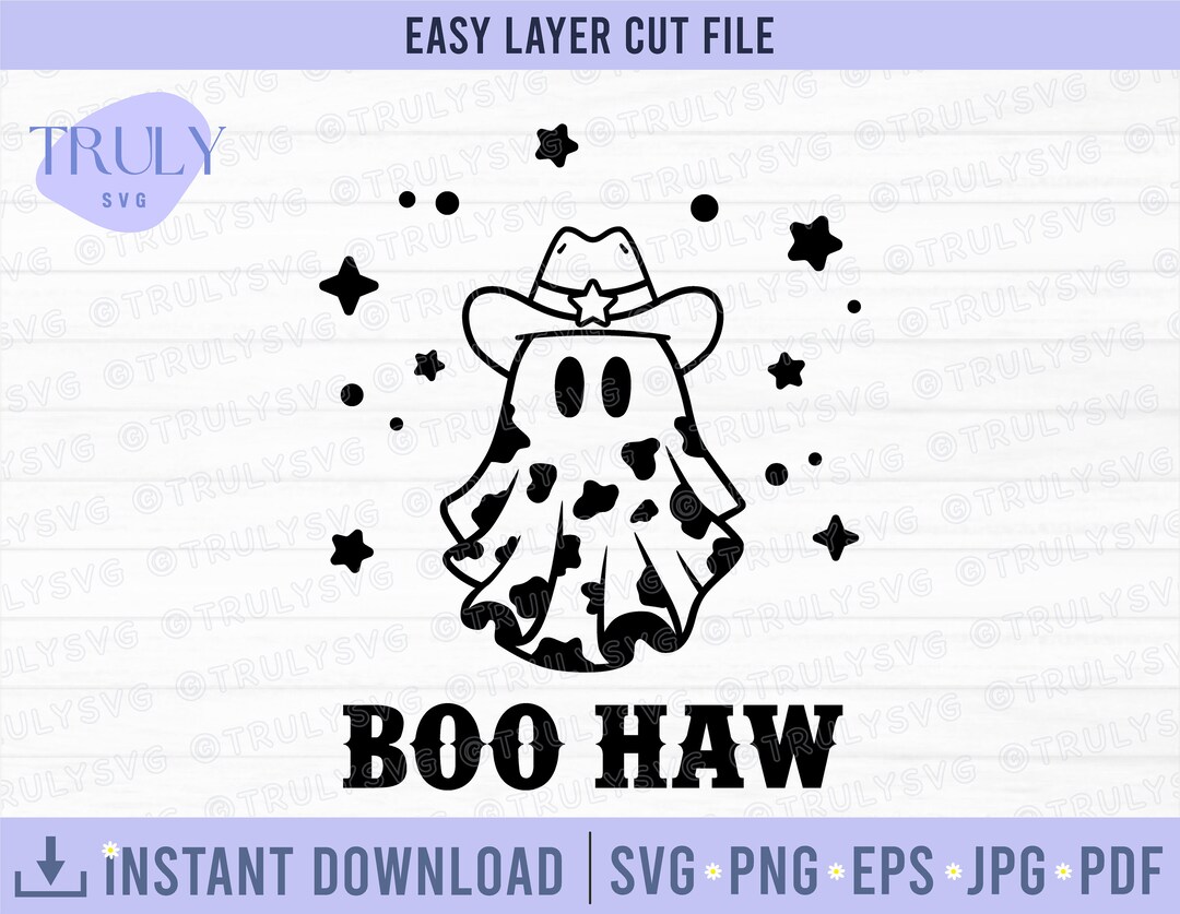 Boo Haw SVG, Cowboy Ghost SVG, Ghost SVG, Halloween Svg, Funny, Cowgirl ...