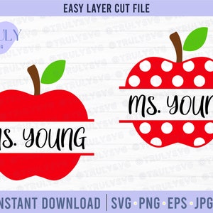 Apple Svg, Apple Monogram, Apple Monogram Svg, Split Monogram, Teacher ...