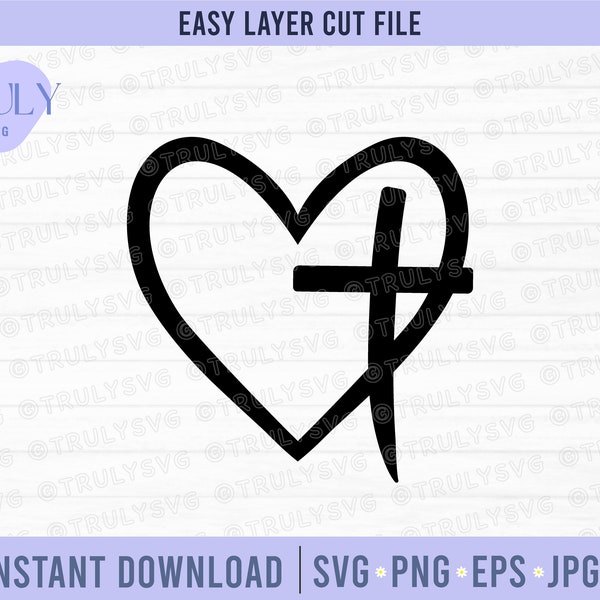 Heart With Cross Svg - Etsy