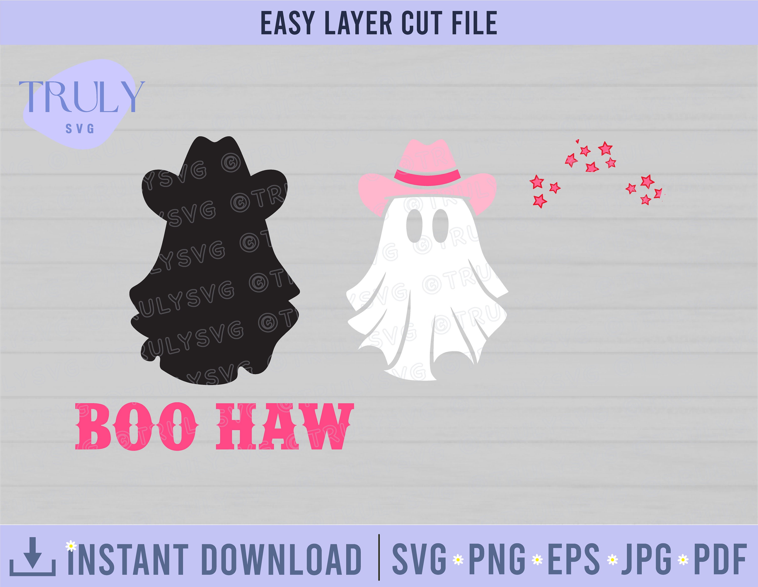 Boo Haw SVG, Cowboy Ghost SVG, Ghost SVG, Halloween Svg, Pink Cow Hat ...