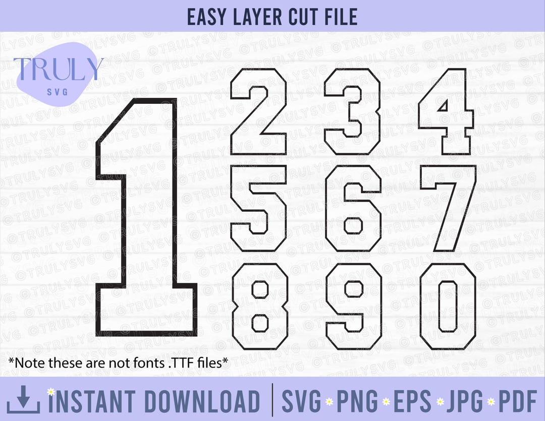 0-9 Varsity Numbers SVG, Sports Numbers Svg, Number Monograms, Birthday ...