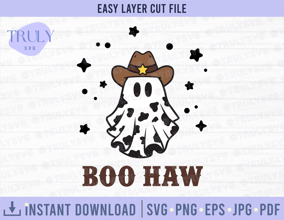 Boo Haw SVG, Cowboy Ghost SVG, Ghost SVG, Halloween Svg, Funny, Cowgirl ...