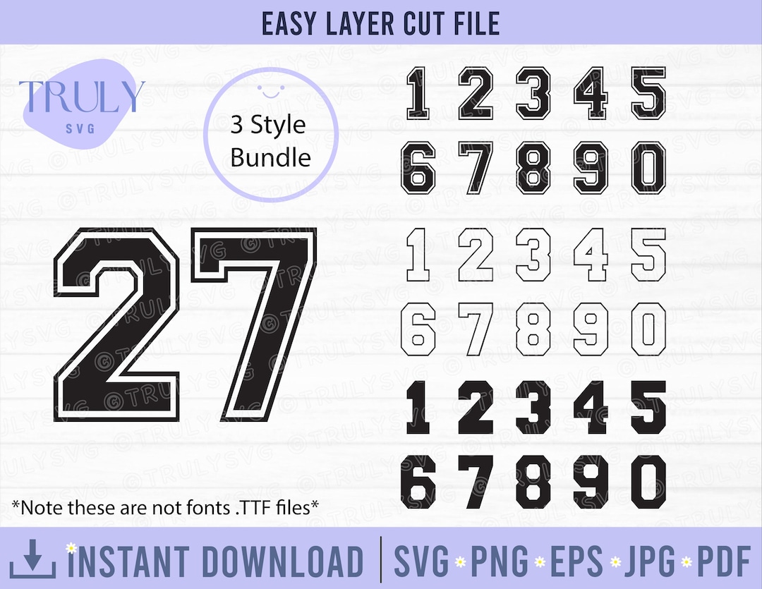 0-9 Varsity Numbers SVG, Sports Numbers Svg, Number Monograms, Birthday ...