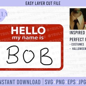 Hello My Name is Bob SVG, Hello My Name is Name Tag SVG, Name Tag Svg ...