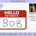 Hello My Name is Bob SVG, Hello My Name is Name Tag SVG, Name Tag Svg ...