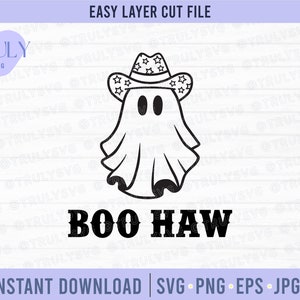 Boo Haw SVG, Cowboy Ghost SVG, Ghost SVG, Halloween Svg, Pink Cow Hat ...