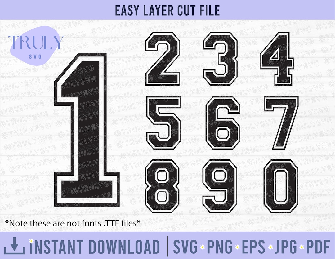 0-9 Varsity Numbers SVG, Sports Numbers Svg, Number Monograms, Birthday ...
