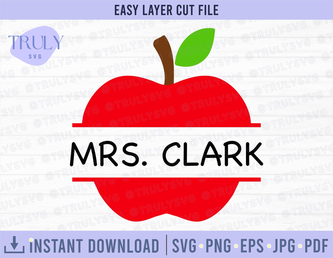 Apple Svg, Apple Monogram, Apple Monogram Svg, Split Monogram, Teacher ...