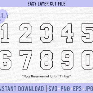 0-9 Varsity Numbers SVG, Sports Numbers Svg, Number Monograms, Birthday ...