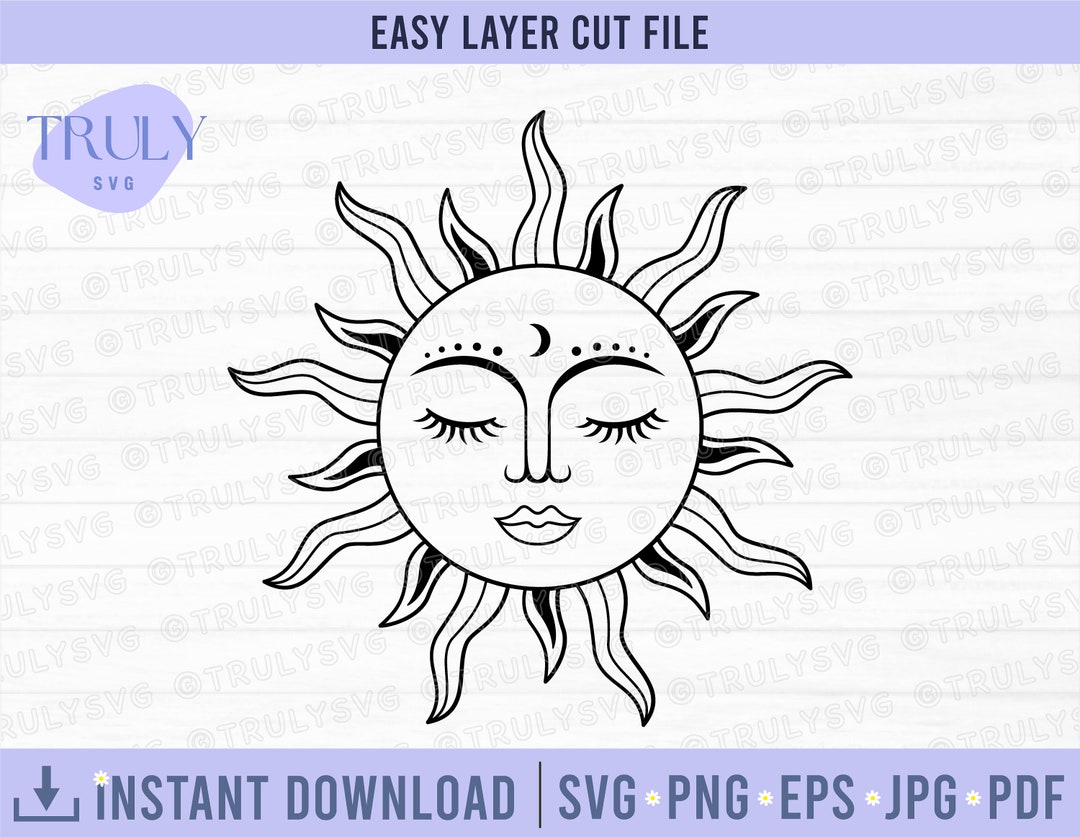 Celestial Sun SVG, Mystical SVG, Sun SVG, Moon Svg, Boho Svg, Sun Face ...