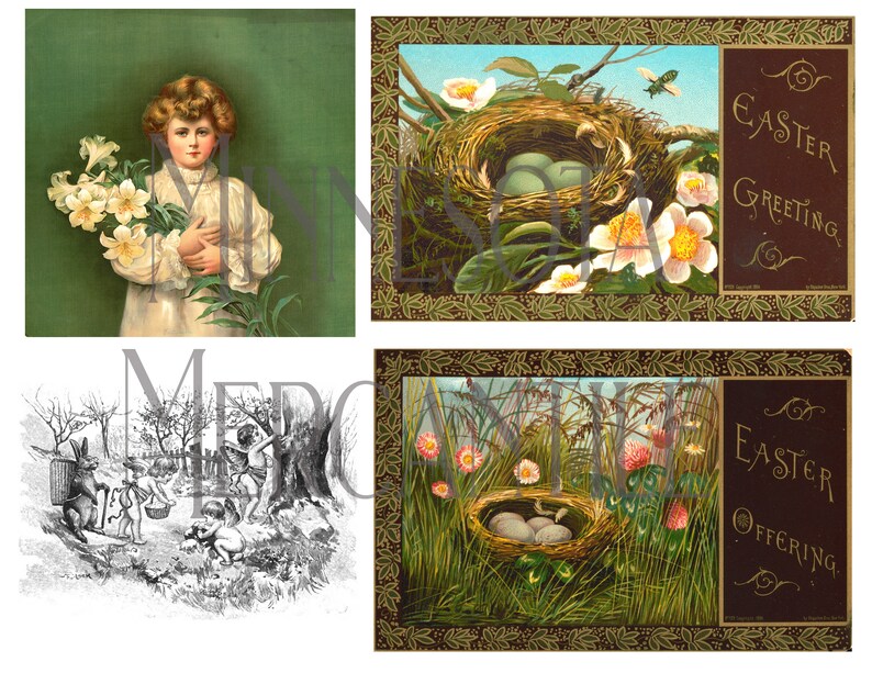 Vintage Easter Ephemera Kit, Printable Download, Junk Journal, Scrapbook, Collage Paper - Etsy