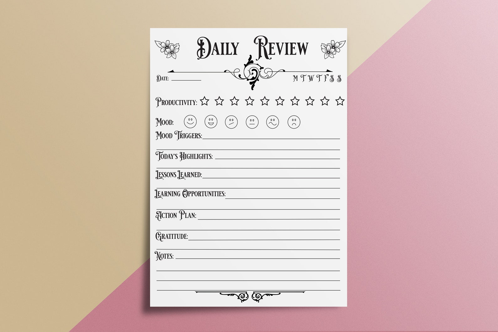 Daily Review Tracker, Printable Weekly Tracker, A4 and Letter Size ...
