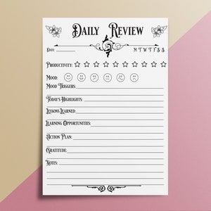 Daily Review Tracker, Printable Weekly Tracker, A4 and Letter Size ...
